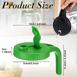 Dandat 5 Pcs Wide Mouth Mason Jar Pour Lids with Handle Reusable Plastic Cap Lid, Leak Proof Airtight Seal, Jar Not Included (Classic Color)