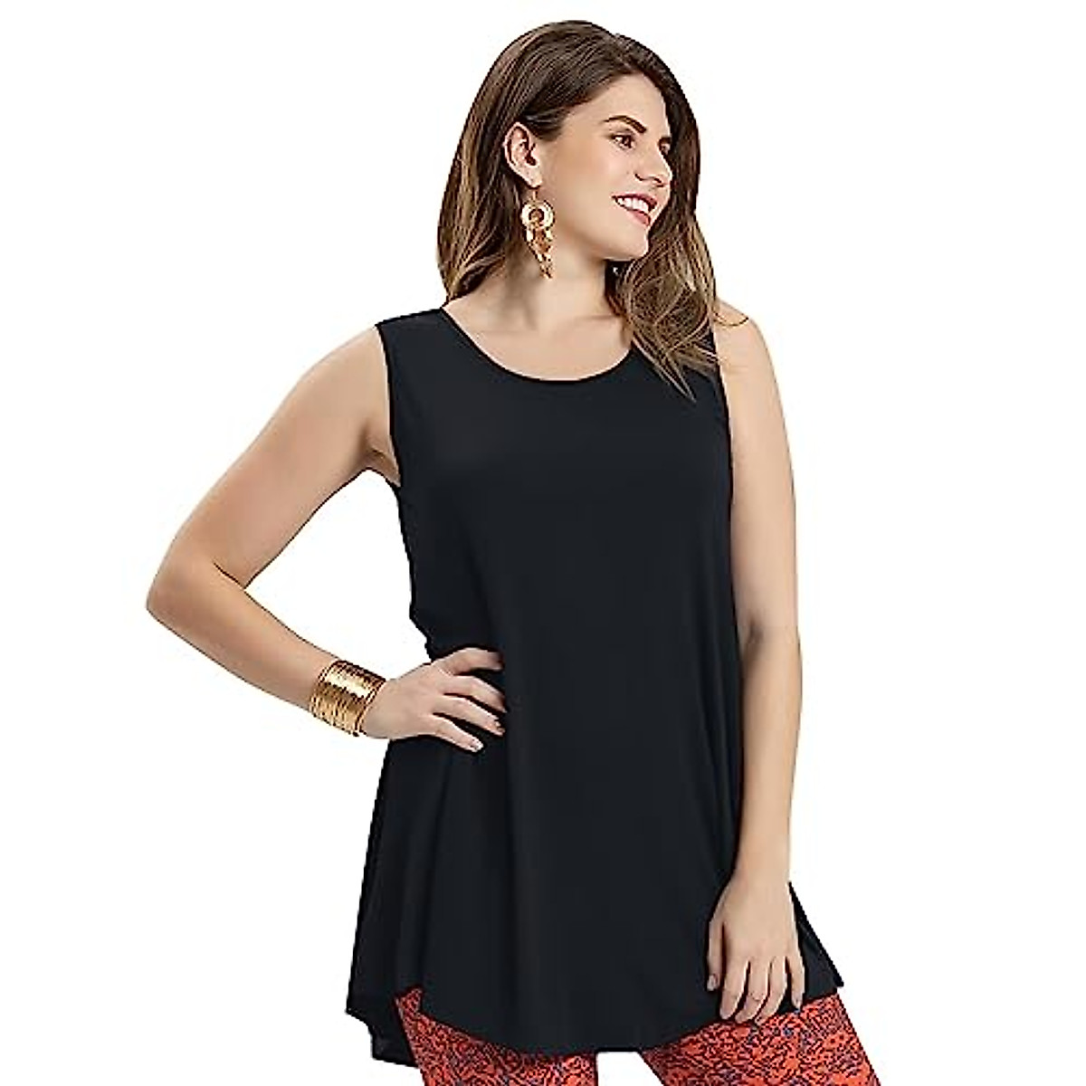 LARACE Tank Tops for Women Plus Size Sleevelss Tunic Casual Summer Clothes Swing Shirts for Leggings (2X, Black)