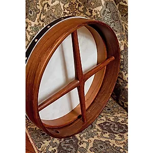 Includes: 14 inch Irish Celtic Bodhran Drum W/Fixed Goatskin Head ~ Solid Sheesham Frame + The Bodhran Drum Book & Cd