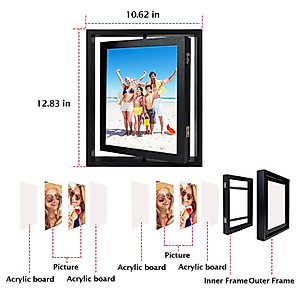 RIOFLY Kids Art Frames,Front Opening Kids Artwork Frames Changeable Picture Display for DIN, Holds 50 Pcs, for 3D Picture,A4 Art-Work,Crafts,Children Drawing,Hanging Art,Portfolio Storage-Walnut