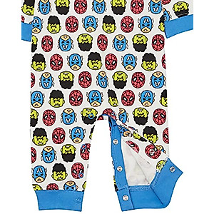 Amazon Essentials Disney | Marvel | Star Wars Baby Boys' Cotton Coveralls, Pack of 3, Marvel Friends, 12 Months