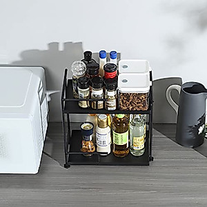 Butizone 2 Tier Bathroom Countertop Organizer, Counter Standing Rack, Kitchen Spice Rack, Vanity Cosmetic Holder, Under Sink Organizer for Bathroom, Kitchen, Living Room, Dressing Table, Office