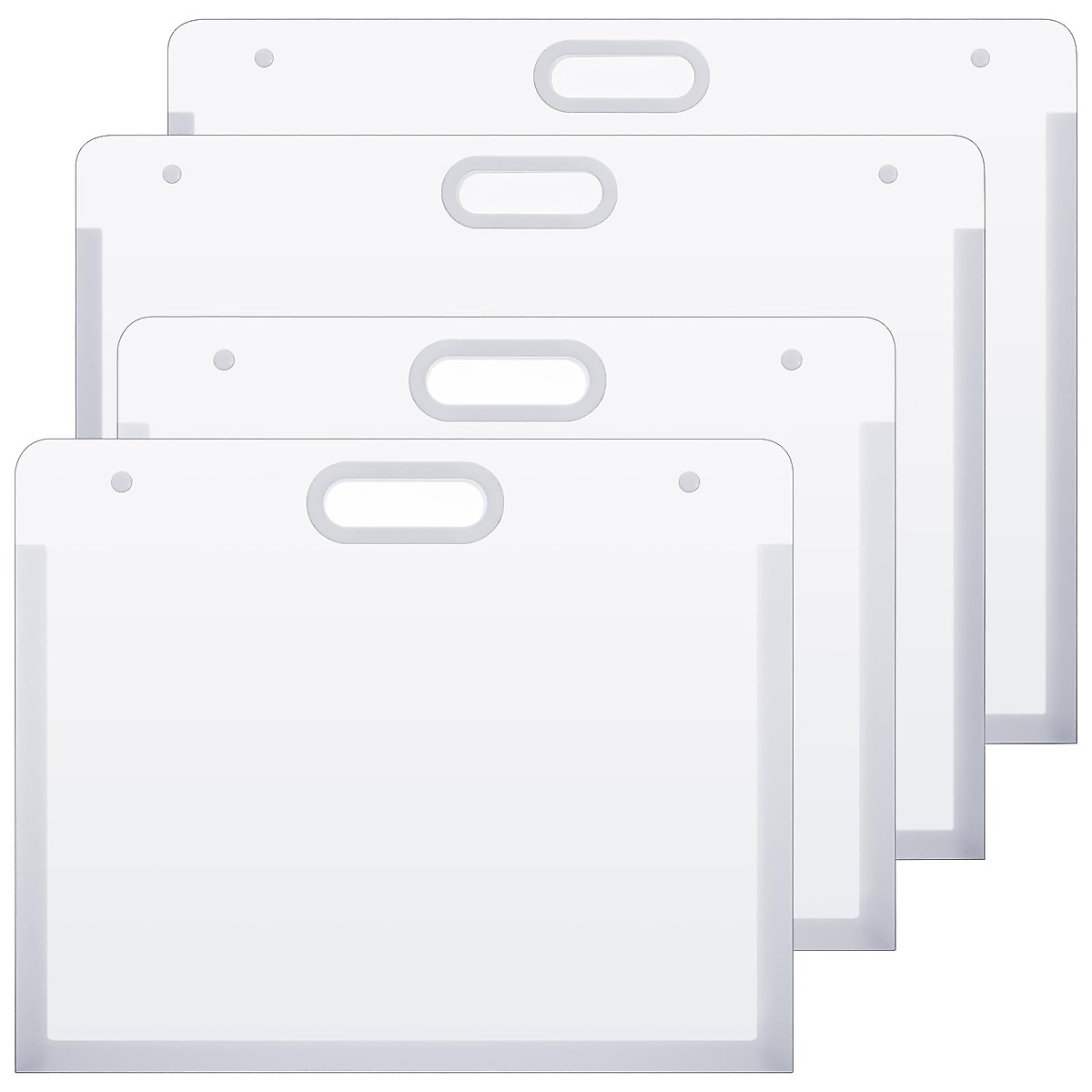 4 Pcs Art Portfolio Folder for Artwork Plastic Art Portfolio Waterproof Art Portfolio with Handles Large Art Portfolio Case Art Poster Storage Containers, 22.44 x 17.32 Inch, 17.32 x 13.22 Inch