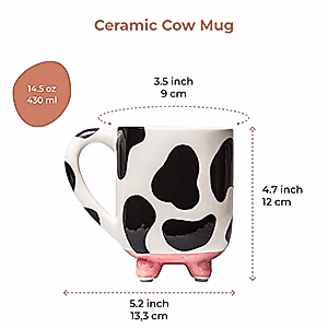 Cow Coffee Mug Stuff 15oz Ceramic Cup - Cow Utter Udder Coffee Mug - Cow Drinking Kitchen Cups - Weird Milk Cow Udder Shaped Coffee Mug with Udders for Women - Taza de Vaca Cow Items Lover Gifts