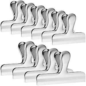 10 Pack Stainless Steel Chip Bag Clips, 3 inch and 4 inch Width, Danzix Durable Paper Seal Grip for Coffee Food Bread Bags, Kitchen Home Usage, 6 Small and 4 Large - Sliver