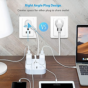 Power Strip Surge Protector with USB,4 Feet Long Cord with 3 AC Outlets and 3 USB Charging Ports, Overload Protection Outlet Extender, Compact for Smartphone Tablets Home, Office, Hotel,900 Joules
