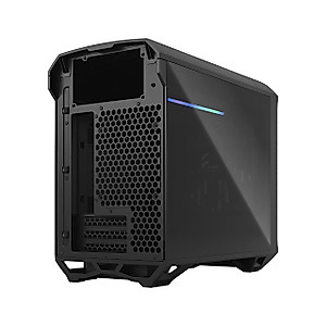 Fractal Design Torrent Nano Black - Dark Tint Tempered Glass Side Panels - Open Grille for Maximum air Intake - 180mm PWM Fan Included - Type C - mITX Airflow Mini Tower PC Gaming Case