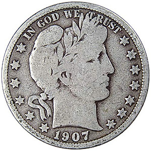 1907 D Barber Half Dollar VG Very Good 90% Silver 50c US Type Coin Collectible