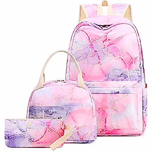 CAMTOP School Backpacks for Girls Teen Lightweight Waterproof Backpack Bookbags Set(Tie Dye Pink Purple)