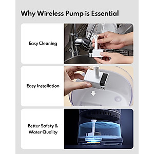 Silent Cat Water Fountain, HomeRunPet Pet Fountain with Wireless-Pump, Small-Dog Water Dispenser, Dual Mode, Quick Assembly & Easy-Clean, Filters Included, 68 oz/2L