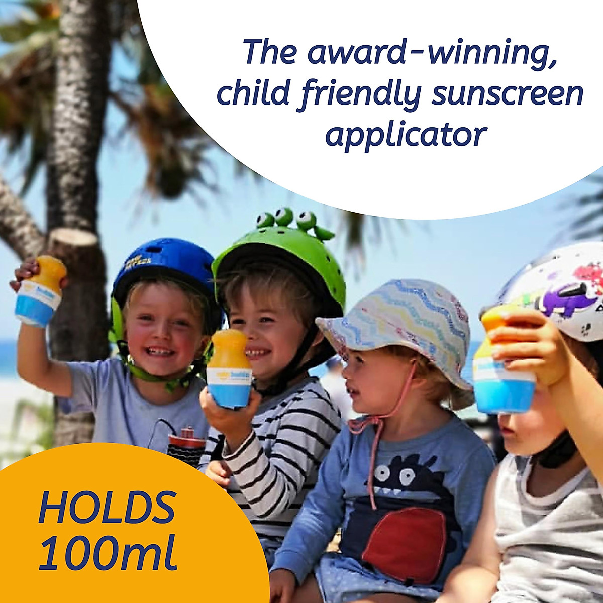 Solar Buddies Sunscreen Applicator - Blue Pack of 3 - BPA-Free Refillable Roll on Sponge Sunscreen, Suncream & Lotion Applicator For Kids, Adults & Families - Holds 3.4fl oz, Perfect Size for Travel