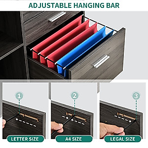 YITAHOME File Cabinet with Charging Station, Mobile Lateral Filing Cabinet with Lock for Home Office, Printer Stand with Open Storage Shelf, Fits A4, Letter, Legal Size Files, Office Furniture, Grey