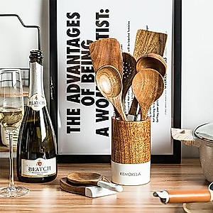 Cooking Utensils Set of 9 - Complete Kitchen Utensils for Cooking with Storage Box & Spoon Holder - Durable and Nonstick Cookware-Cooking Tools (9PCS-White)