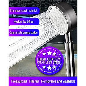 High-pressure shower head with handheld, 304 stainless steel shower head with 78" long hose and extra wall bracket，all metal small hand held detachable bathroom shower heads (silver white)