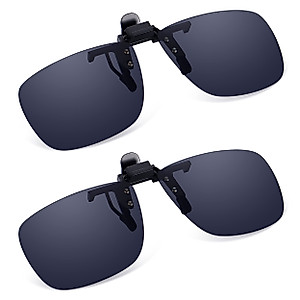 READOPTICS Clip on Sunglasses for Prescription or Non Prescription Specs, Polarized UV Protection, Flip Up Lightweight Lenses Attach Easily. 2 Pack Read Optics