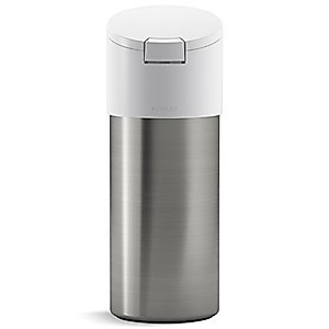 KOHLER Disinfecting Dispenser (Wipes not Included), Canister with Easy One Touch Lid, 4 x 4 x 10.75, Stainless Steel with White