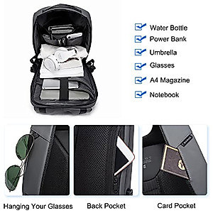 FANDARE Anti-Theft Backpack Business Daypacks fits 15.6 Inch Laptop Travel Large Backpack with USB Charging Port Waterproof Computer Bag for Women Men Notebook Black