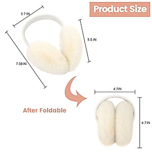 Simplicity Unisex Furry Folding Ear Warmers for Women Ear Muffs Winter Earmuffs for Women Winter Cold Weather Warm Ear Cover for Winter, Cream