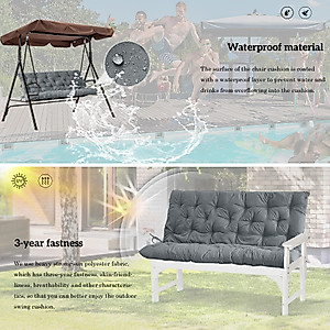 rlosqvee Outside Benches Cushion with Backrest, Thicken Waterproof Swing Cushions 2/3 Seater Replacement, Porch Swing Cushions Outdoor (Gray, 40 x 60 inch)