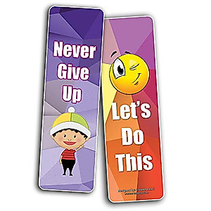 Creanoso Positive Sayings Emoji Bookmarker Cards (60-Pack) – Premium Gift Set – Awesome Bookmarks for Boys, Girls, Children – Six Bulk Assorted Bookmarks Designs – School Incentives – Wall Decal