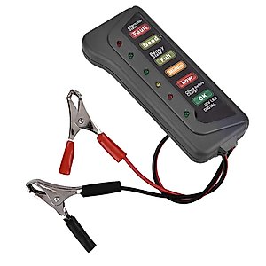 KIMISS Battery Tester, 12V LED Digital Car Motorcycle Battery Load Tester Analyzer Alternator Cranking Check Battery Condition and Alternator Charging