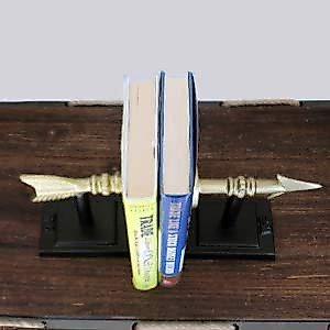 Large Gold Arrow Metal Bookends | Heavy, Decorative, Farmhouse, & Unique for The Bookshelf by Wallcharmers