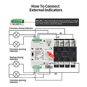 GAEYAELE Mini ATS Automatic Transfer Switch Controller Electrical Type ATS Max 63A 4POLE 110V Din Rail Mounted(4P-63A-110V)