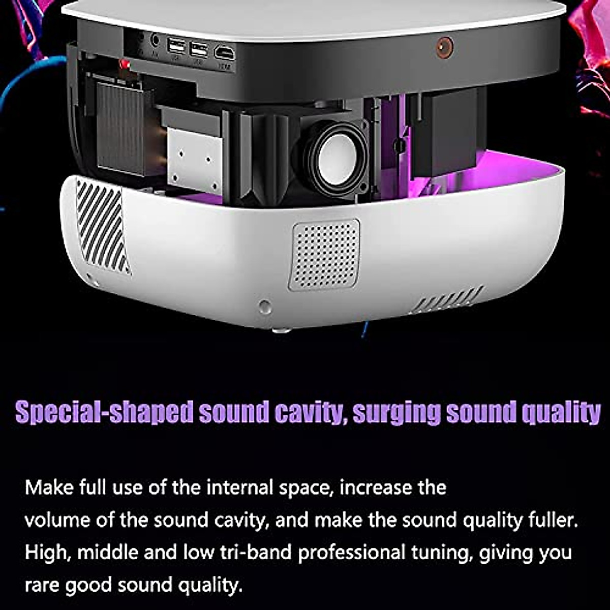 Feiyx Mini Projector Home Small Portable Ultra-High Definition 4K Wireless Smart Projection,Portable Video Projector 1080p Full HD Supported, Projector Compatible for Home Theatre