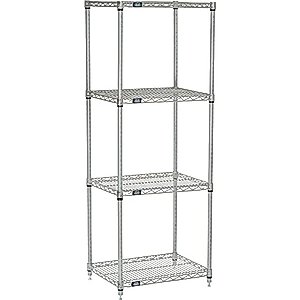 Nexel 18" x 24" x 63", 4 Tier, NSF Listed Adjustable Wire Shelving, Unit Commercial Storage Rack, Silver Epoxy, Leveling feet