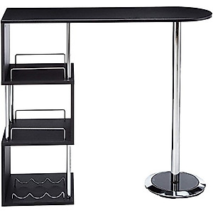 Kings Brand Furniture Minorca Modern Wine Bar Table w/Shelves (Black), Bkack