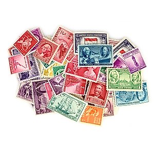 American Coin Treasures 40 U.S. Postage Stamps from The 1910's, 1920's, 1930's and 1940's, Mint State Condition, Various Denominations and Postal Rates, Perforated Edges