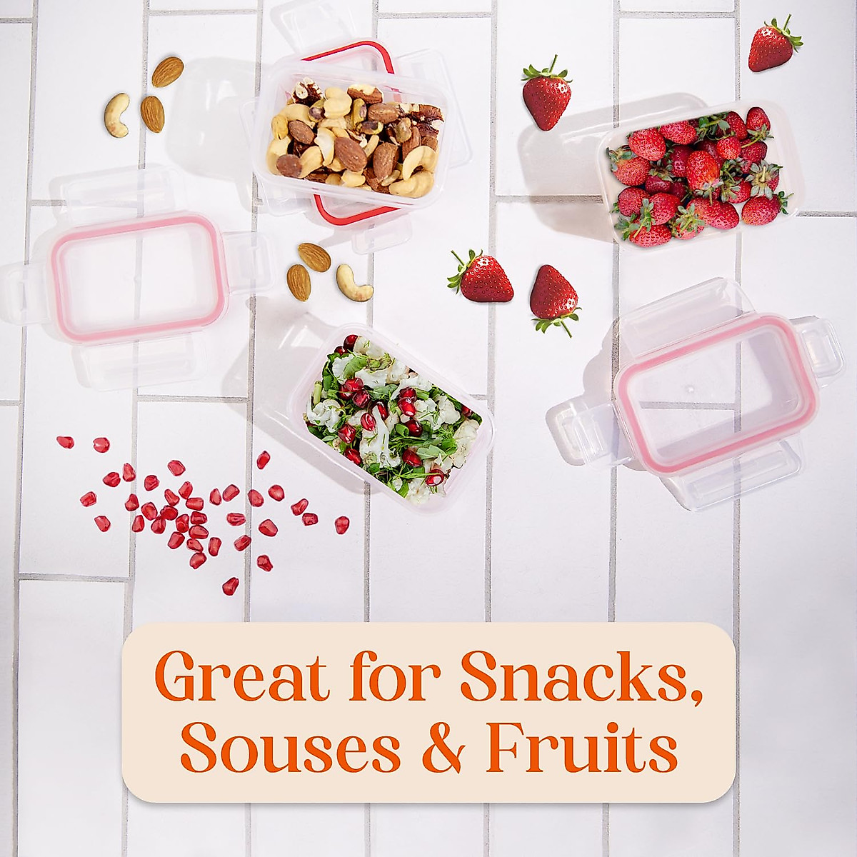 MosJos Condiment Containers with Screw Lids (3-Set) - 6.4 Oz Reusable Leakproof Salad Dressing Containers to go - Snack Containers Storage Cups for Lunch, Dishwasher Friendly, (Clear)