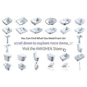 AMASHEN 24" Victoria Sink Without Pedestal, Rectangular Ceramic Bathroom Sink with Single Hole and Overflow, White (Sink Only)