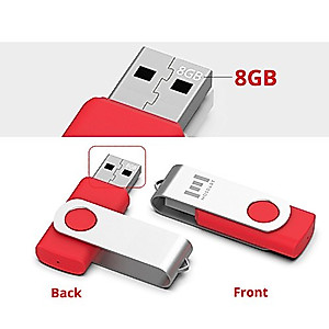 MOSDART 8GB USB 2.0 Flash Drive 5 Pack Swivel Bulk FAT32 Thumb Drives Jump Drive Zip Drive Memory Sticks with Led Indicator,Black/Blue/Red/White/Green (8 GB,5Pack,Multicolor)