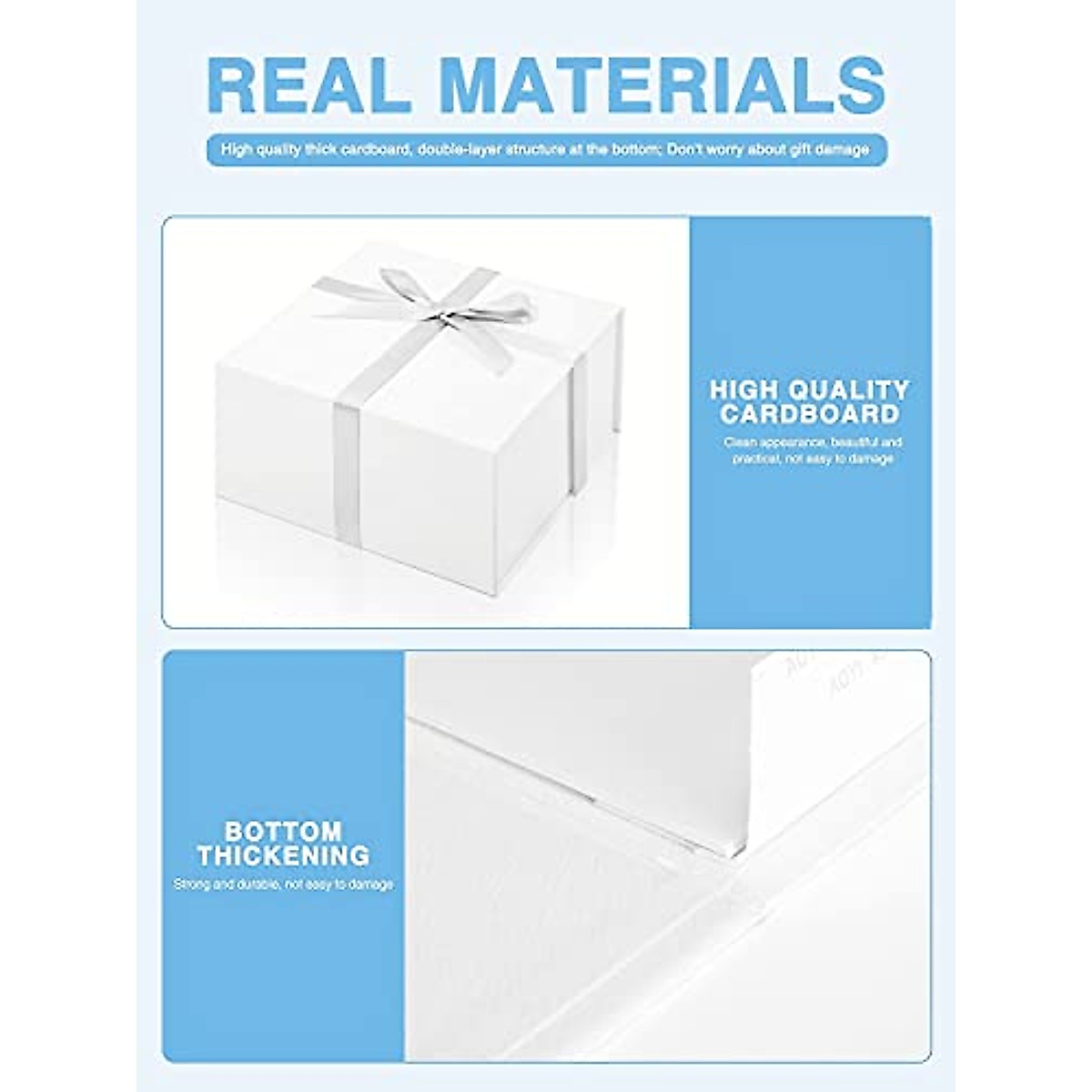 MESHA 8X8X4 Magnetic Gift Box,1PC Gift Box Magnetic Closure,White Gift Boxes with Lids for Keepsakes Jewelry Photography Coffee Mugs Home Ogranization