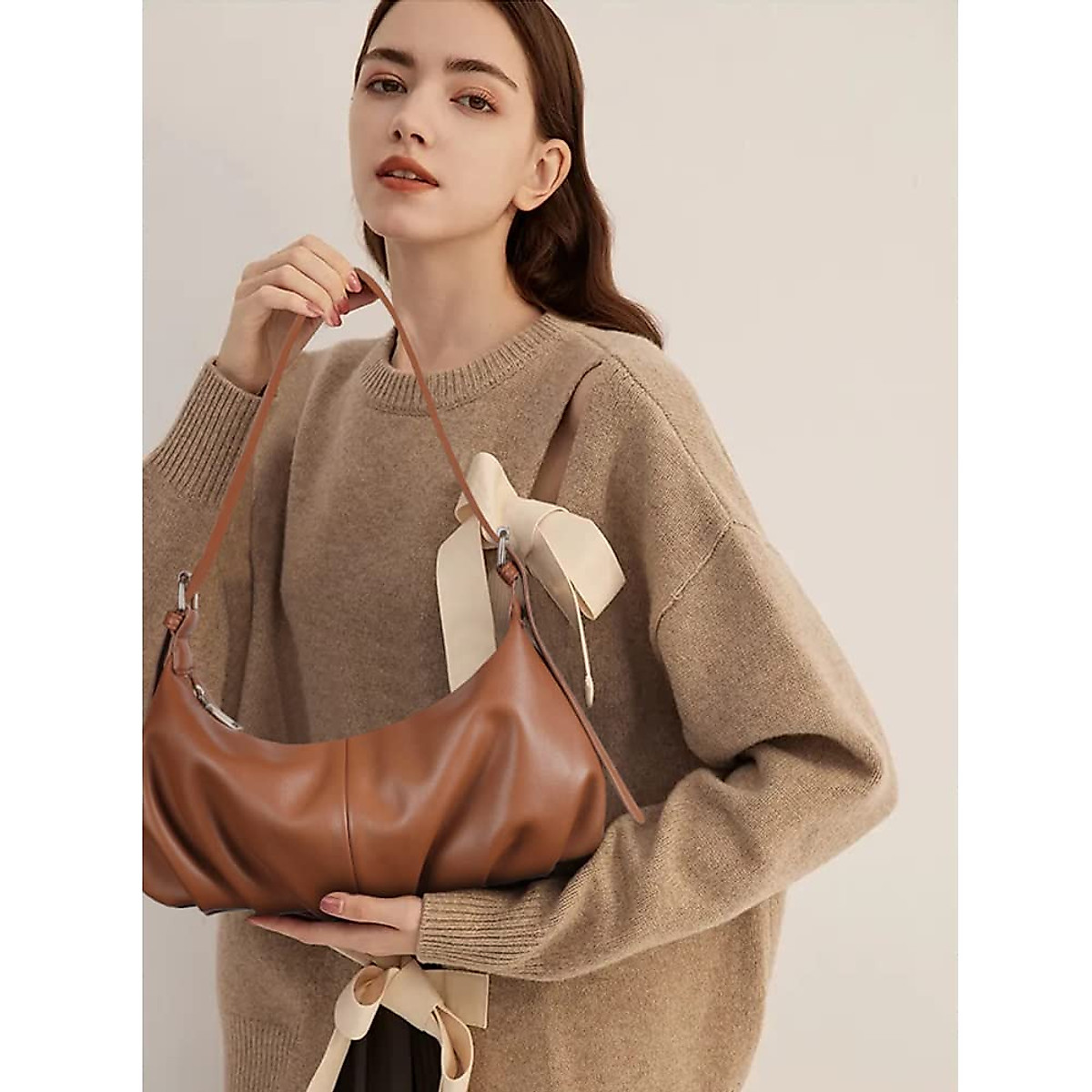 CLUCI Shoulder Bag,Purses for Women Dumpling Small Hobo Bags Vegan Leather Ladies Clutch with Adjustable Strap