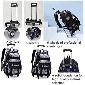Mfikaryi Large Capacity Kids Rolling Backpack Wheeled Elementary School Bag Primary Students Trolley Bookbag for Boys