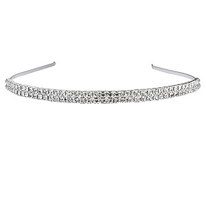 Wiwiw 2 Row Crystal Rhinestone Headband Thin Hair Band Bridal Prom Party headband Hair Accessories for Women Girls (2 Row)