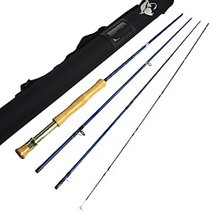 Aventik Fly Fishing Rod 9ft 4 Piece Fly Rod with Carrying Case for Saltwater Travel Fly Fishing Rod for Walleye Bass Carp Trout - Tip Fast Action in 7/8/9/10/11/12 Weight (9'0'' LW8)