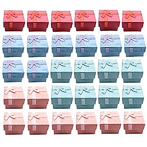 Markeny 32 Pcs Gift Box Set Ring for Ring and Earring Jewelry Anniversaries, Weddings, Birthdays, 4Color