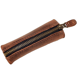 Hide & Drink, Long Coin Case, Cash Holder, Rustic Case for Pennies, Vintage Zippered Pouch, Travel Accessory, Full Grain Leather, Handmade, Bourbon Brown