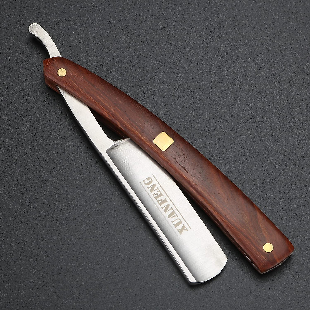 XUAN FENG Zambian Bloodwood Folding Razor High hardness carbon steel cutting throat straight blade, vintage wooden handle, haircut razor