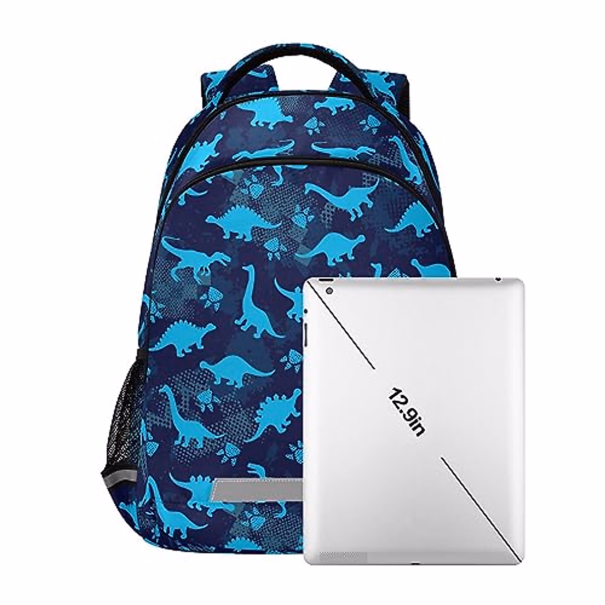 JHKKU Blue Cartoon Dinosaur Backpack for Girls Boys School Bags Teen Personalized Bookbag, Lightweight Laptop Bag Travel Backpacks