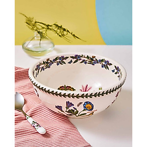Portmeirion Botanic Garden Large Salad Bowl | 11 Inch Mixing Bowl with Azalea Motif | Made in England from Fine Earthenware | Microwave and Dishwasher Safe
