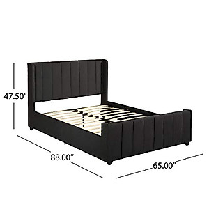 Christopher Knight Home Riley Fully-Upholstered Bed Frame-Queen-Size-Traditional-Black
