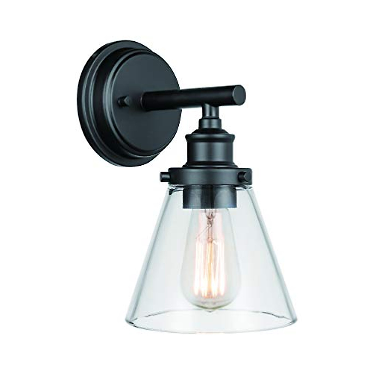 Globe Electric 44633 Parker 1-Light Outdoor Indoor Wall Sconce, Matte Black, Clear Glass Shade
