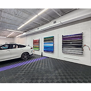 Generic 7 Roll Wall Mount Storage System Rack Kit for Car Vinyl & Tint - Large Sign & Banner Material Holder, Fabric Spool Convenient Craft Stand (With 68"" Poles, Blue Powder Coating), 21-1-07BL-68