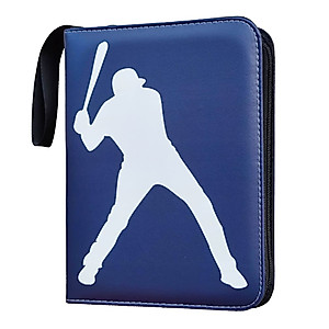 Baseball Card Binder Trading Card Albums: Fits 400 Cards with 50 Removable Sleeves Sports Games Card Protector Holder Blue