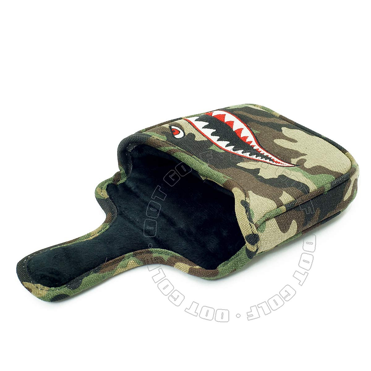 Fighter Plane High-MOI Mallet Putter Headcover, Heel Shaft, Camouflage, Golf Head Cover