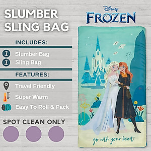 Frozen 2 Kids Soft Lightweight 2 Piece Sleeping/Slumber Bag and Sling Bag Set, 46"(L) X 26"(W), (Official Licensed Disney Product) by Franco